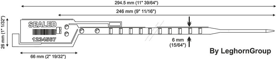 Adjustable length plastic seals SIMPLE SEAL 6x294 mm - LeghornGroup